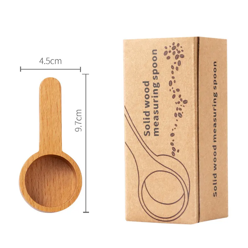 Factory Wholesale Custom Logo Coffee Bean Measuring Spoon Beech Wooden ...