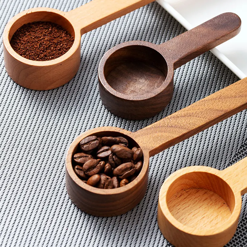 Factory Wholesale Custom Logo Coffee Bean Measuring Spoon Beech Wooden ...